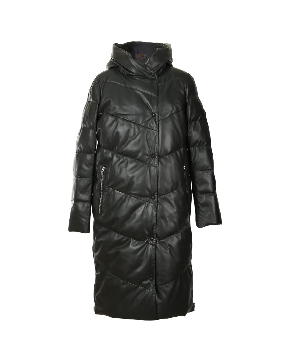 Shop the Kim Leather Puffer Long Coat from Leather SCIN.